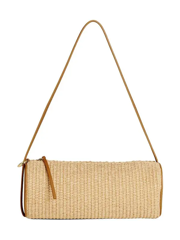 REFORMATION Simona Raffia Cylinder Shoulder Bag - Natural Raffia