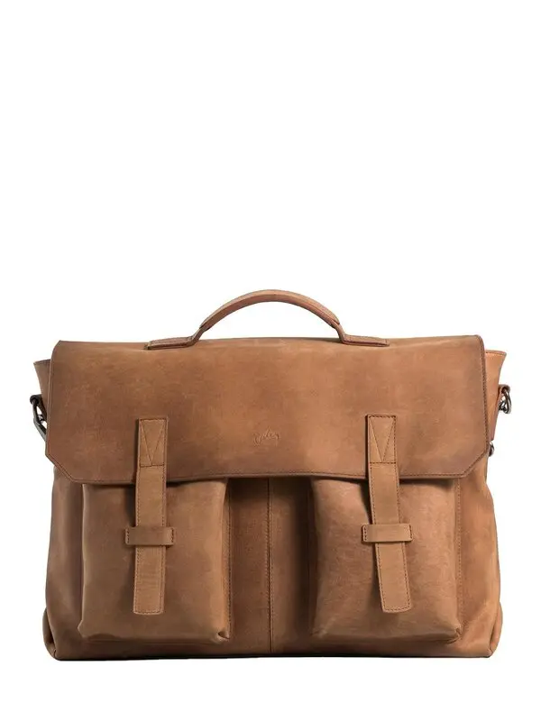 VELEZ Top Grain Leather Briefcase - Brown