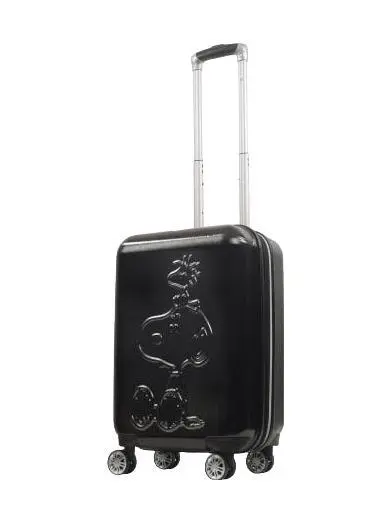 FUL Peanuts Snoopy & Woodstock Embossed Hardside 22" Carry-on Spinner Suitcase - Black