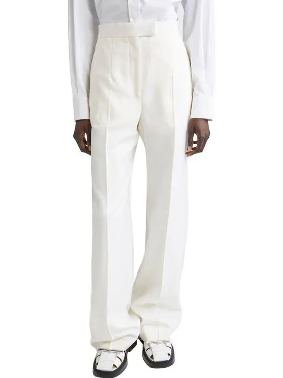 Alexander McQueen Wool Gabardine Wide-leg Pants - Bone