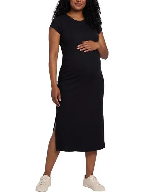 Motherhood Maternity Ribbed Knit Raglan Midi Dress - Black