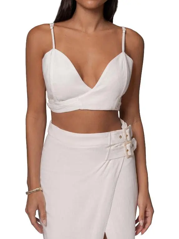 JLUXLABEL Cotton & Linen Bustier Wrap Top - Ivory
