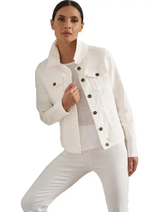 FRANNE GOLDE Classic Stretch Denim Jacket - Ivory