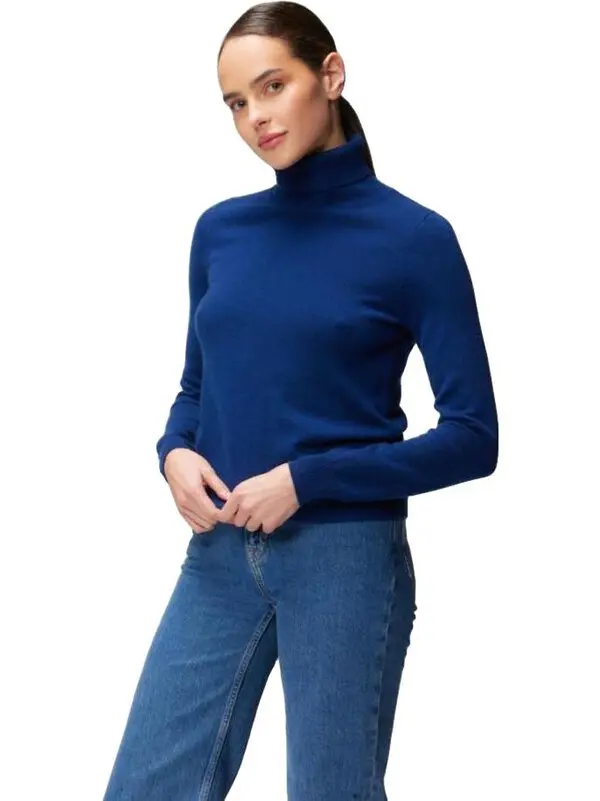Majestic Filatures Cashmere Long Sleeve Turtleneck - Bleu Roi