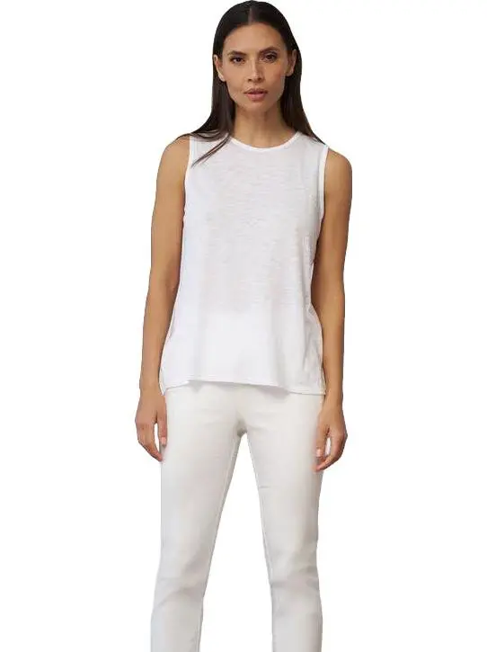 FRANNE GOLDE Slub Jersey Sleeveless Tee - White