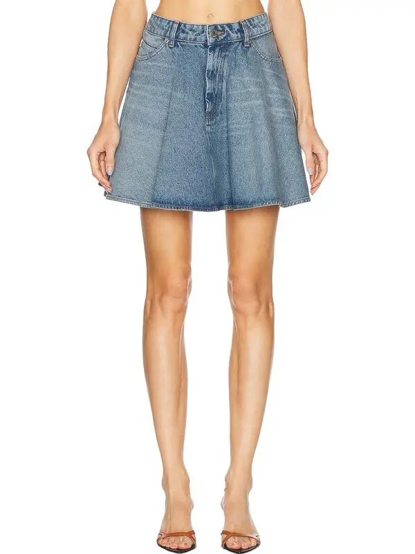 Ami Flare Mini Skirt - Used Indigo Denim