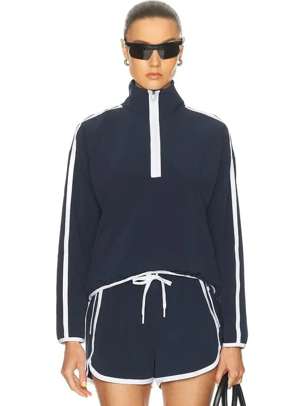 Beyond Yoga The Course Contrast Half Zip Jacket - Nocturnal Navy