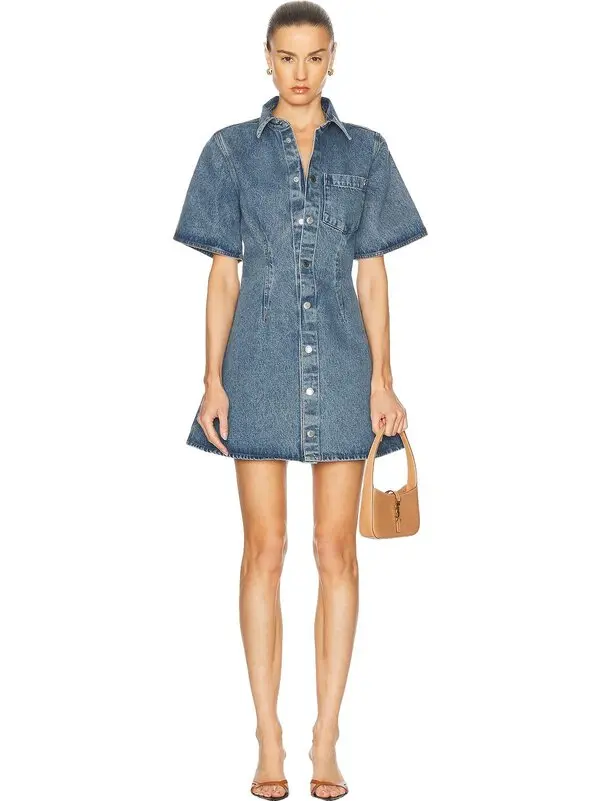 Ami Short Sleeve Shirt Dress - Used Indigo Denim
