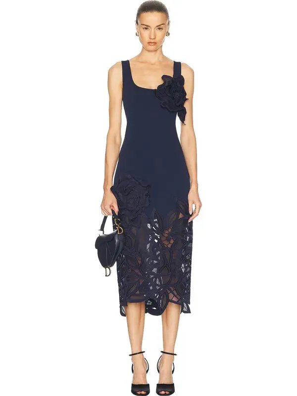 Oscar De La Renta Long Knit Dress - Navy