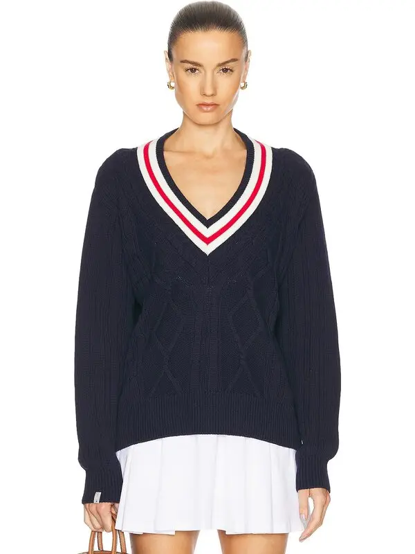 The Upside Renshaw Josette V Neck Sweater - Navy