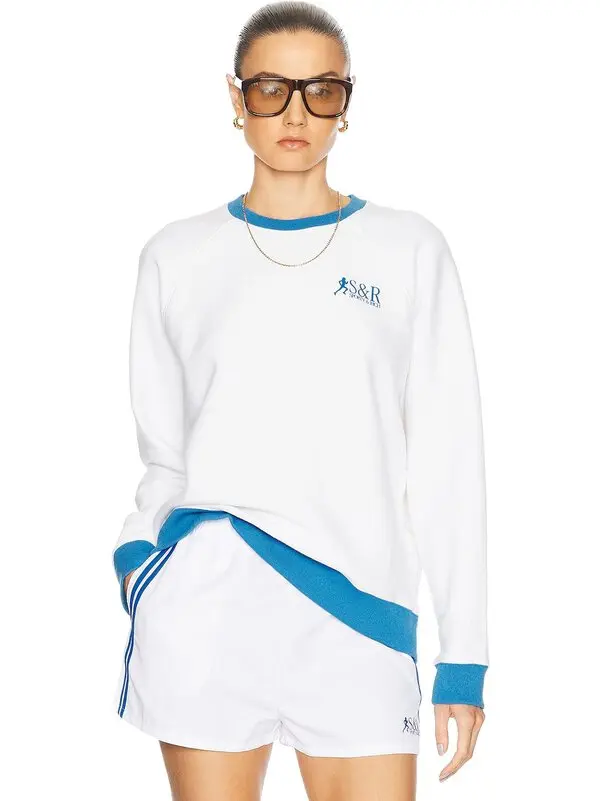 SPORTY & RICH Runner Soft Crewneck Sweatshirt - White