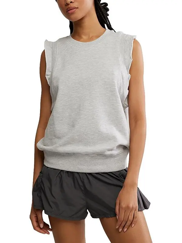 Free People Flutter Sleeveless Sweatshirt - Heather Grey