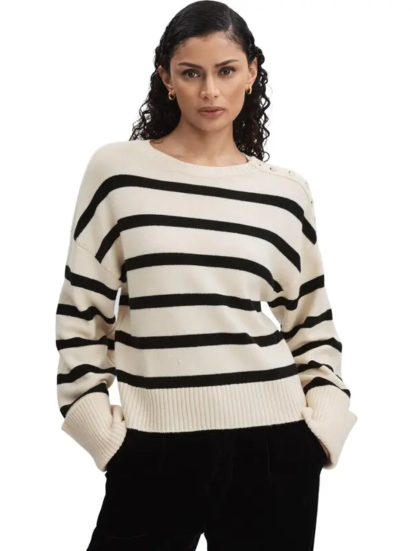Paige Striped Wool-blend Jumper - White Stripes