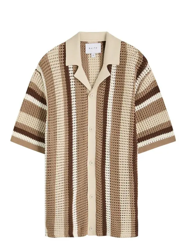 RAITH Dellamore Striped Open-knit Shirt - Beige
