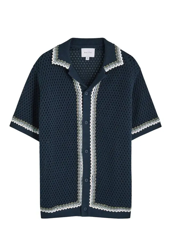 RAITH Marconi Open-knit Polo Shirt - Navy