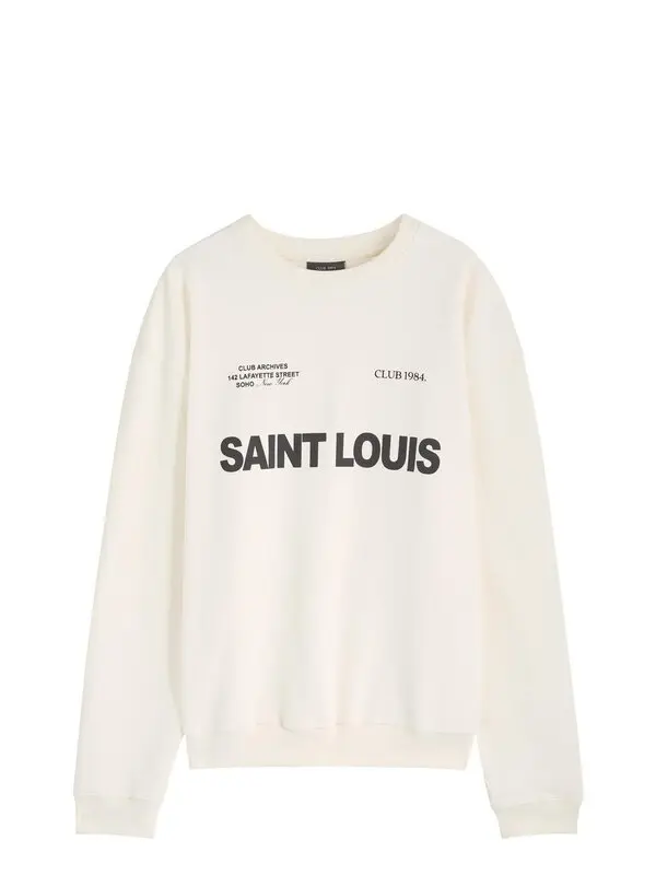 CLUB 1984 Saint Crew Logo-print Cotton Sweatshirt - Cream