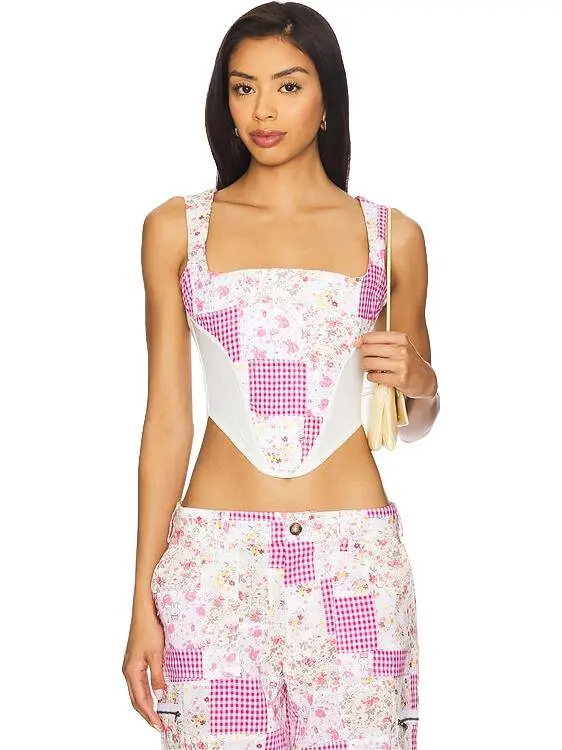 GUIZIO Mina Patchwork Corset - Pink Multi
