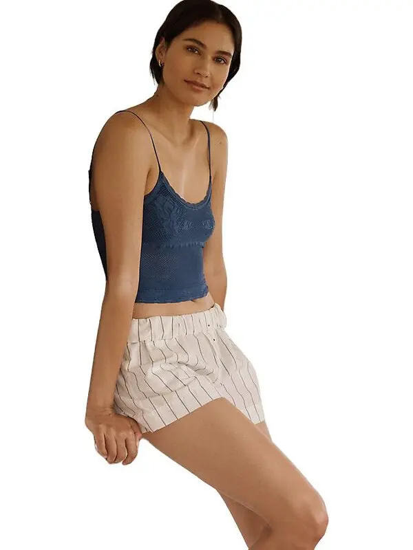 LYREBIRD Seamless Crochet Tank Top With Sheer Paneling - Navy