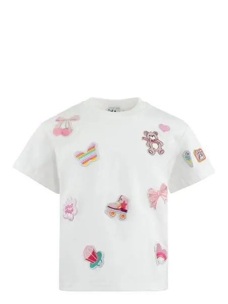 LOLA + THE BOYS Embroidered Patch T-shirt - White