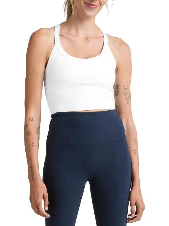 Beyond Yoga Space Dye On The Up Crop Tank - Cloud White