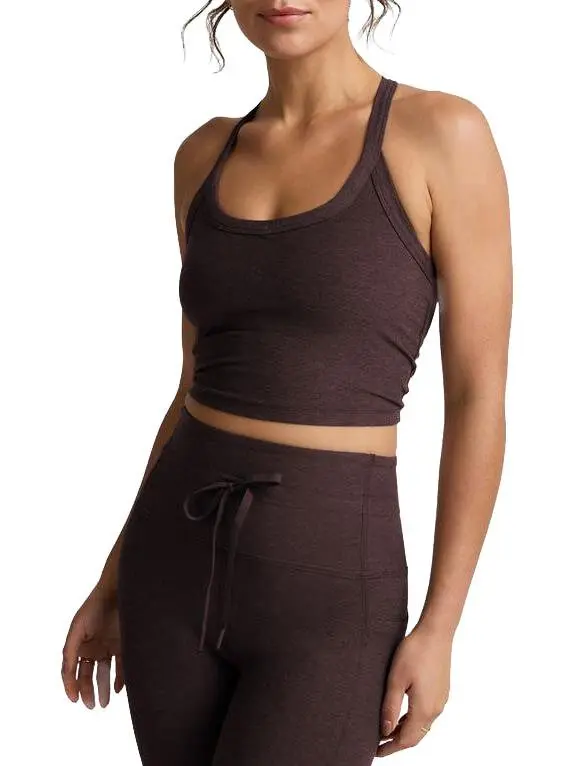 Beyond Yoga Space Dye On The Up Crop Tank - Dark Chocolate Heather