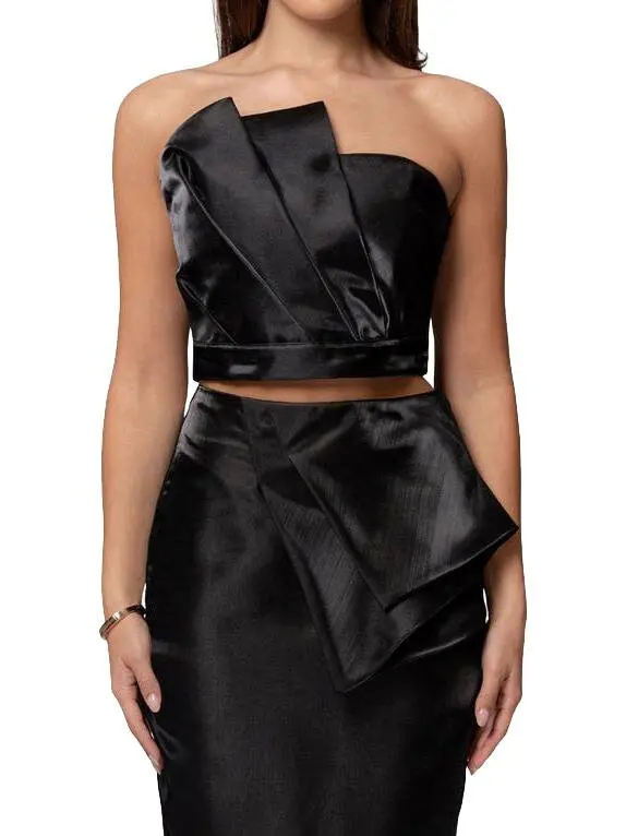 JLUXLABEL Strapless Crop Top - Black