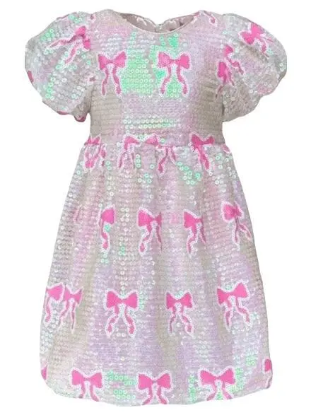 LOLA + THE BOYS Sequin Bow Dress - Pink
