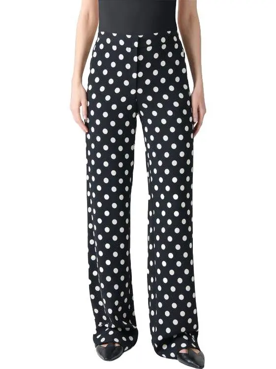 Akris Marla Polka Dot Straight Leg Pants - Black-cream
