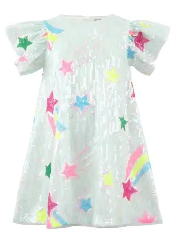 LOLA + THE BOYS Shooting Star Sequin Dress - White