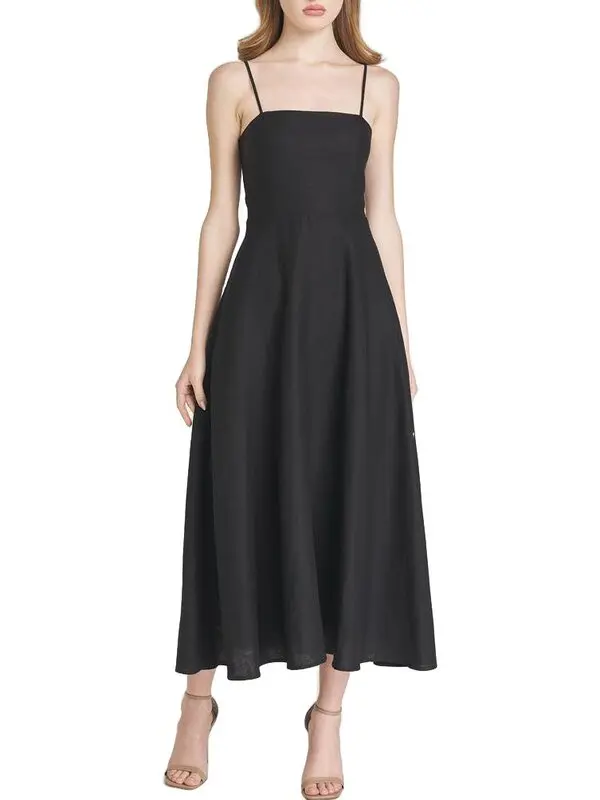 WAYF Josefina Linen Blend Dress - Black