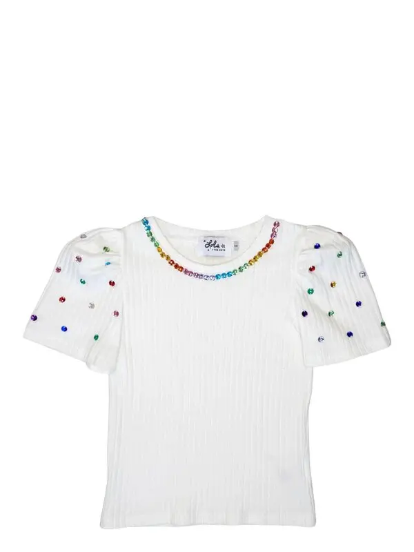 LOLA + THE BOYS Queen Gem Short Sleeve Tee - White