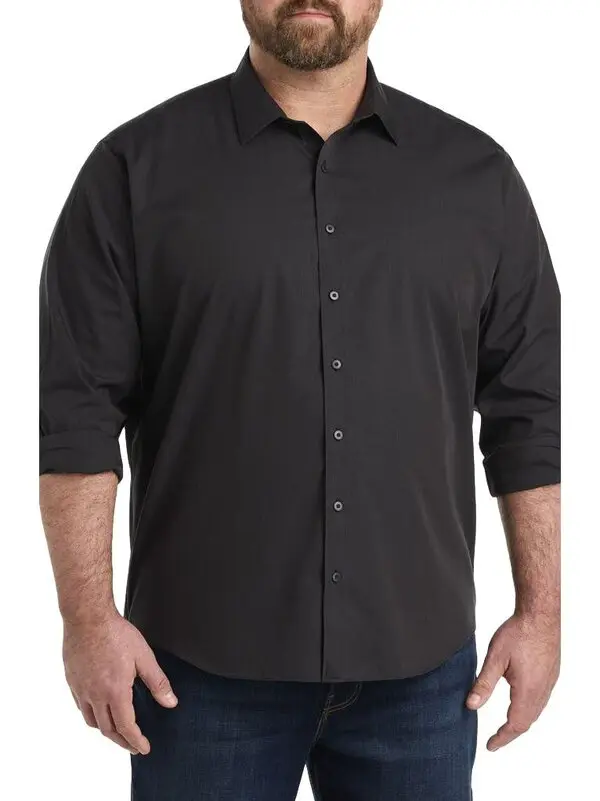 UNTUCKIT FIT BY DXL Big & Tall Stone Sport Shirt - Black