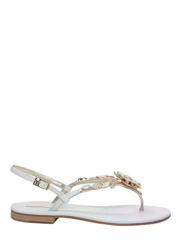 EMANUELA CARUSO CAPRI Crystal-embellished Sandals - White
