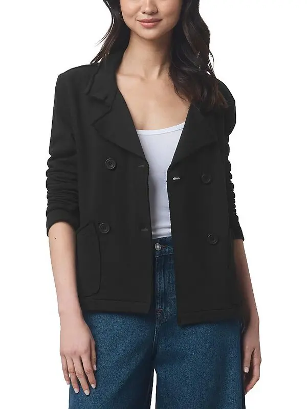 Splendid French Terry Double Breasted Blazer - Black