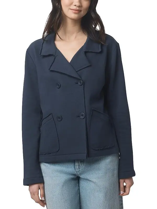 Splendid French Terry Double Breasted Blazer - Ice Navy