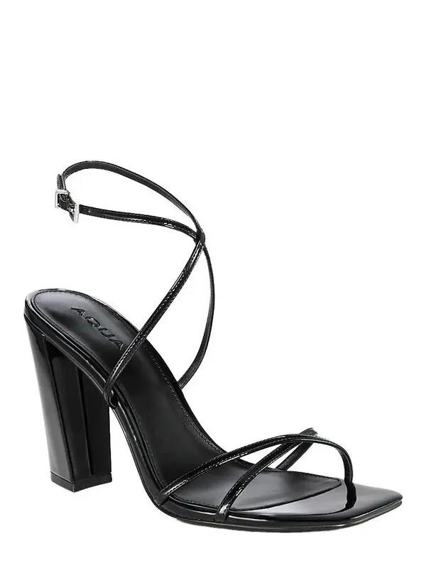 Aqua Winie Strappy Sandals - Black Patent