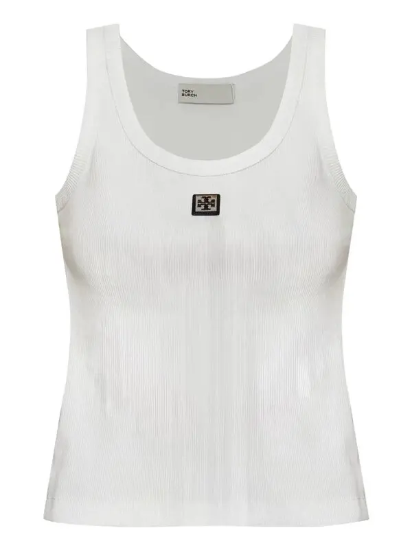 Tory Burch Logo-patch Tank Top - White