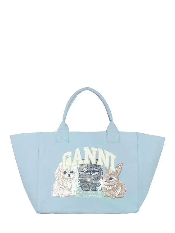 GANNI Recycled Cotton Tote Bag - Blue