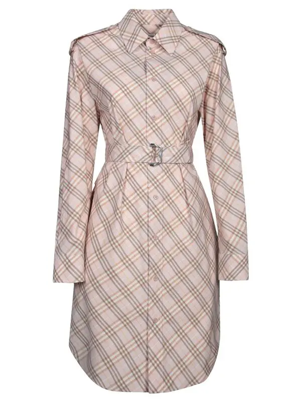 Burberry Check Cotton Poplin Shirt Dress - Beige