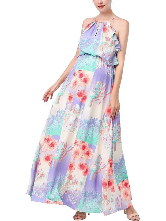 KIMI + KAI Floral Print Maternity Maxi Dress - Multicolored
