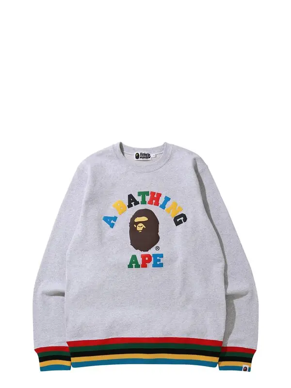 BAPE College Line Rib Crewneck - Grey