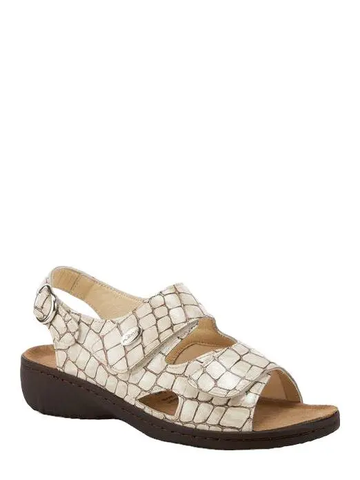 SPRING STEP SHOES Aksamala Embossed Slingback Sandal - Beige Patent