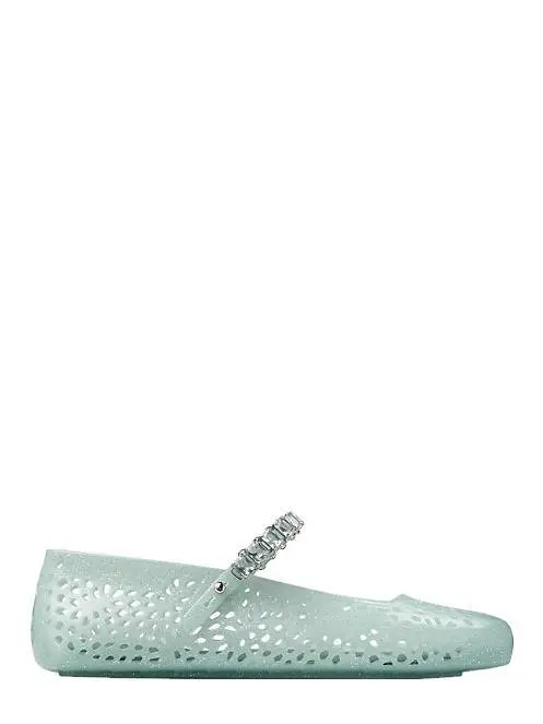 JIMMY CHOO Jelly Glitter-embellished Ballet Flats - Light Verde/silver