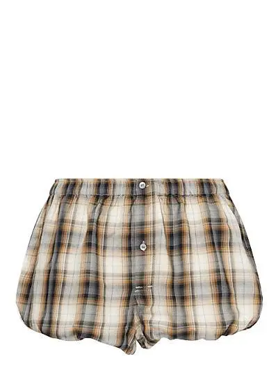 Acne Studios Check-print Relaxed-fit Woven Shorts - Beige Black
