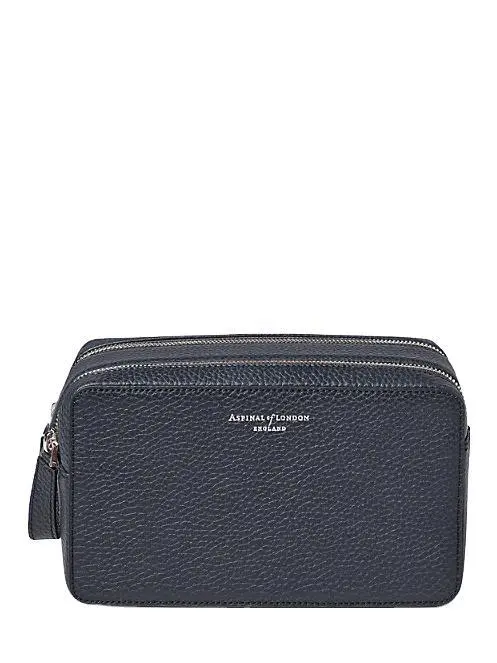 ASPINAL OF LONDON Mount Street Double Zip Wash Bag - Navy