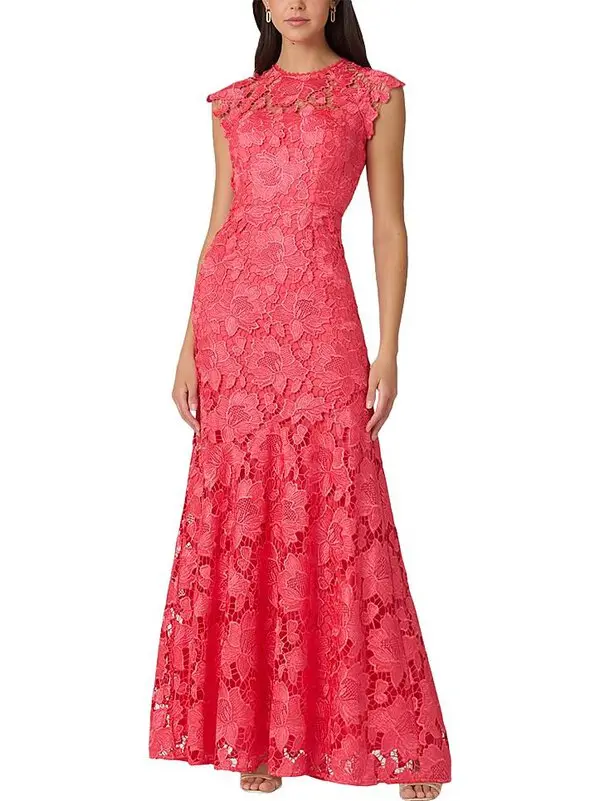 Shoshanna Raven Lace Dress - Coral