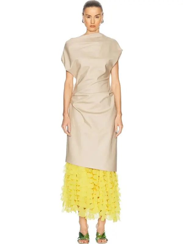 Brandon Maxwell The Lainey Dress - Light Khaki & Olive Oil