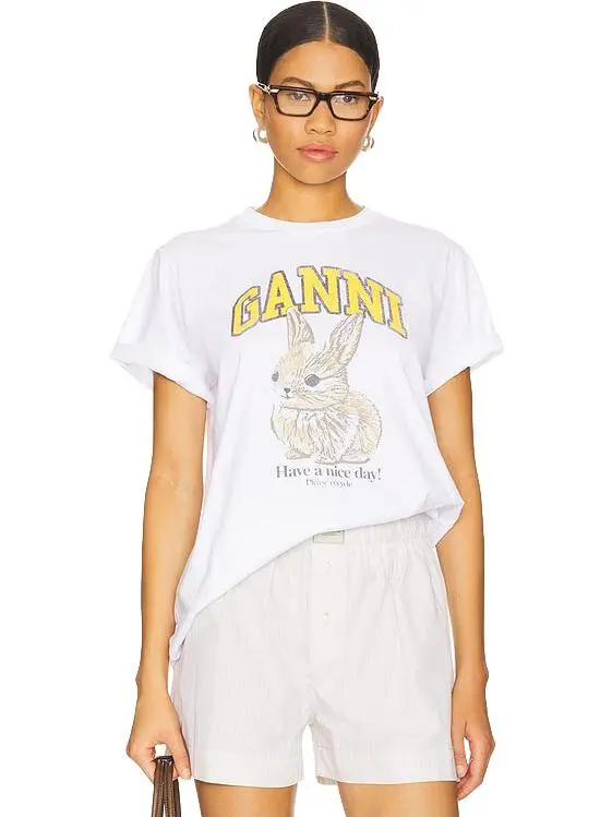 GANNI Basic Jersey Baby Bun Relaxed T-shirt - Bright White