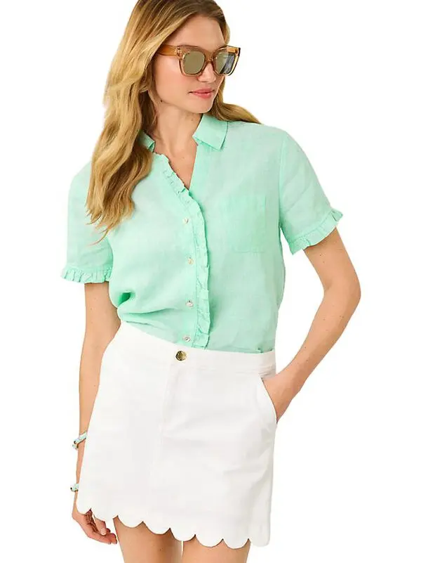 Lilly Pulitzer® Carden Ruffle Top - Mint Condition X Resort White