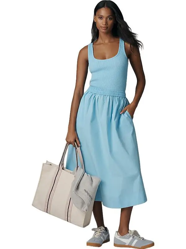 NATION LOS ANGELES Sadelle Twofer Midi Dress - Light Blue